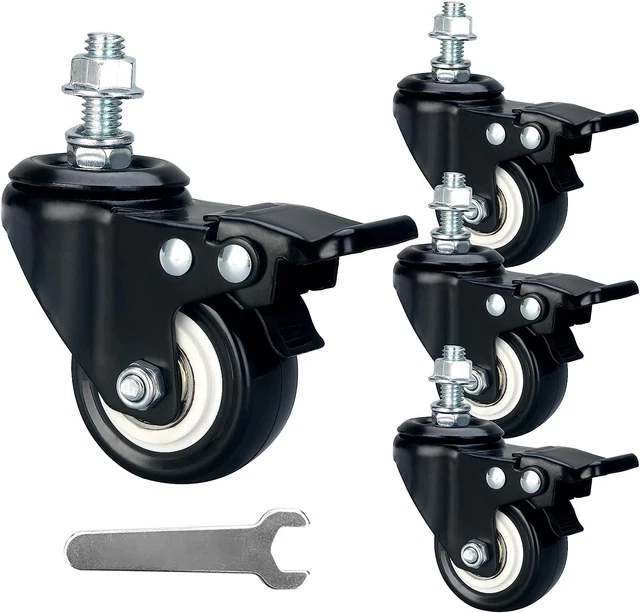 CASTERS SET OF 4 Heavy Duty 2 Inch, Swivel Threaded Stem Caster Wheels ...