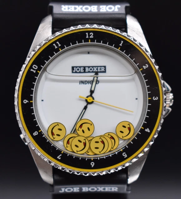 OROLOGIO UOMO VINTAGE JOE BOXER Floating Smiley Faces Riempito di ...
