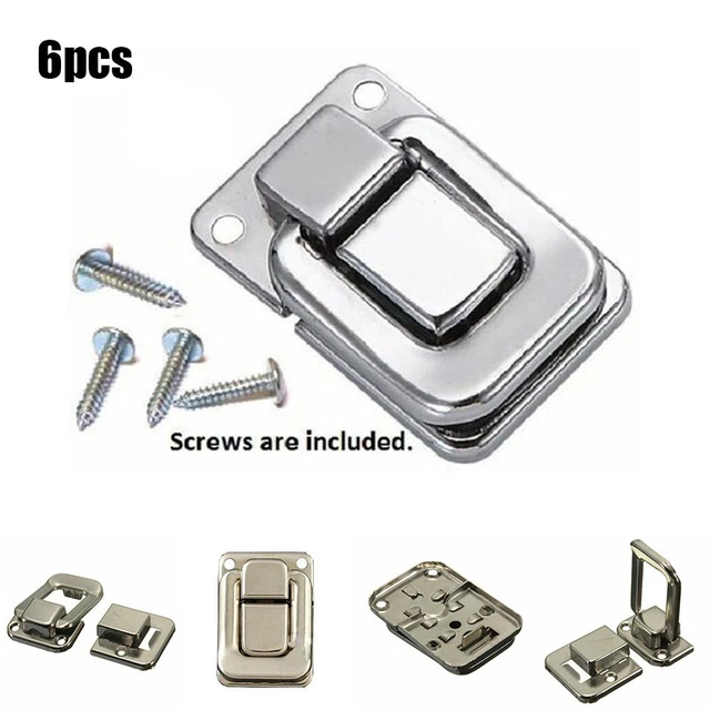 24*SCREWS KITS LATCH Clasp Clips 38*25mm Chests For Cases Iron Nickel ...