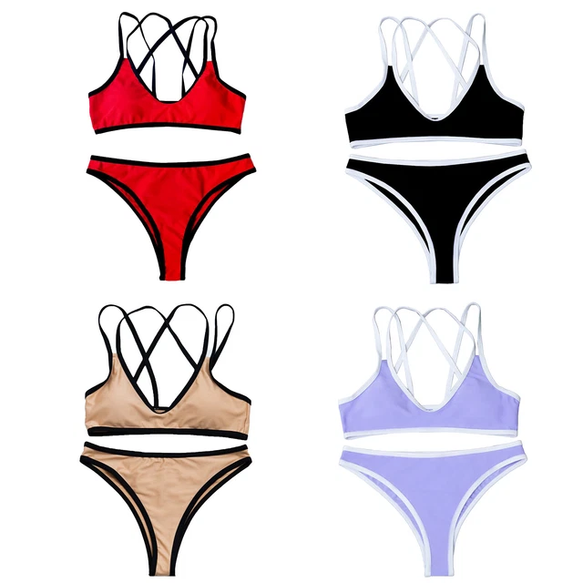 Womens Swimwear Silky Bikini Pool Lingerie Set Sexy Thongs Glossy Swimsuit Hot Eur 1889