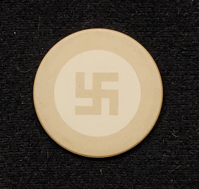 ANTIQUE CLAY POKER Chip Blue White SWASTIKA NATIVE AMERICAN FOUR WINDS antique-clay-poker-chip-blue-white-swastika-native-american-four-winds