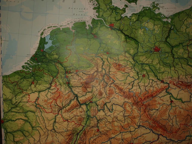 SCHOOL WALL MAP wall map Central Europe Germany 194x209c 1969 vinage ...