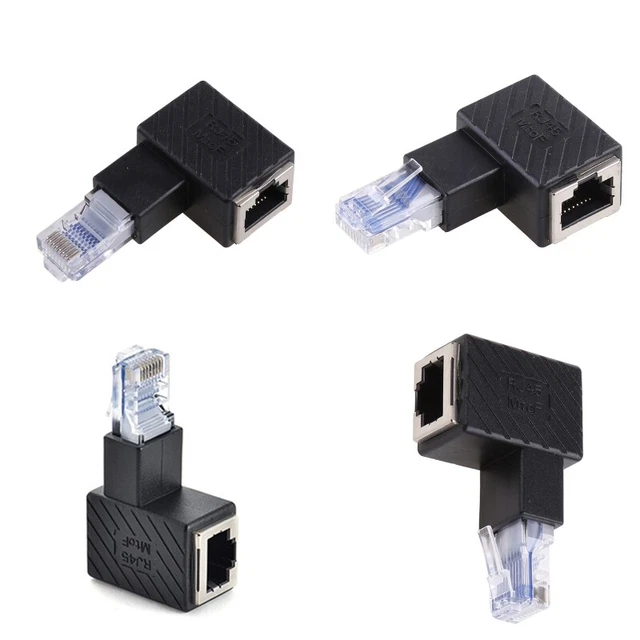 90 DEGREE RJ45 Ethernet Adapter Male Female LAN 8P8C Crystal Extender ...