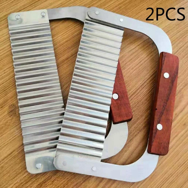 2XSTAINLESS STEEL POTATO Wave Knife Chip Cutter Crinkle Kitchen Slicer ...