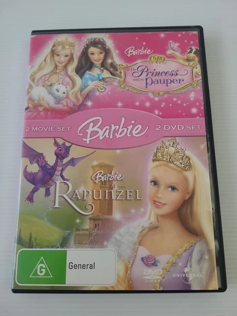 BARBIE PRINCESS AND the pauper and rapunzel 2 Disc Set Dvd Region 4 (B4 ...