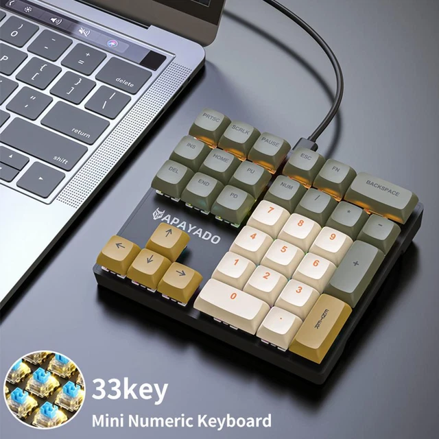 MINI USB K33 Mechanical Numeric Keypad RGB Backlight Wired 33Keys ...