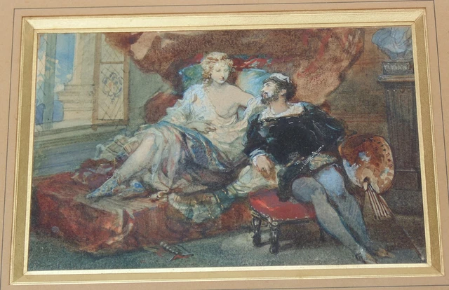 MAGNIFIQUE ANCIENNE AQUARELLE Alfred de Musset le fils du TITIEN tres fin detail EUR 269,99 ...