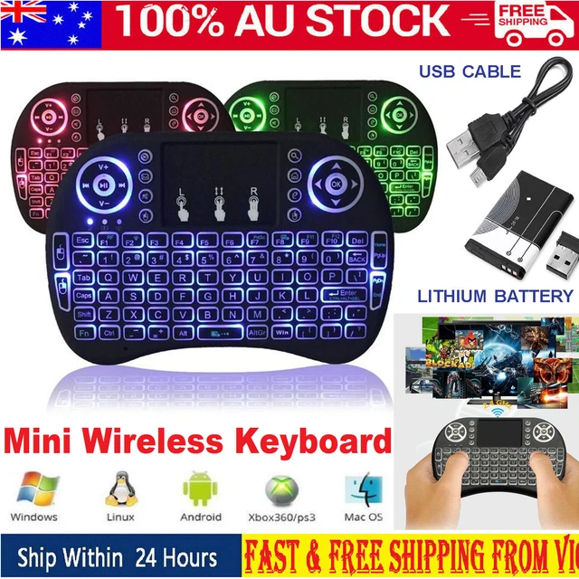 MINI WIRELESS KEYBOARD Remote Control Backlit Touchpad 2.4GHz For Smart ...