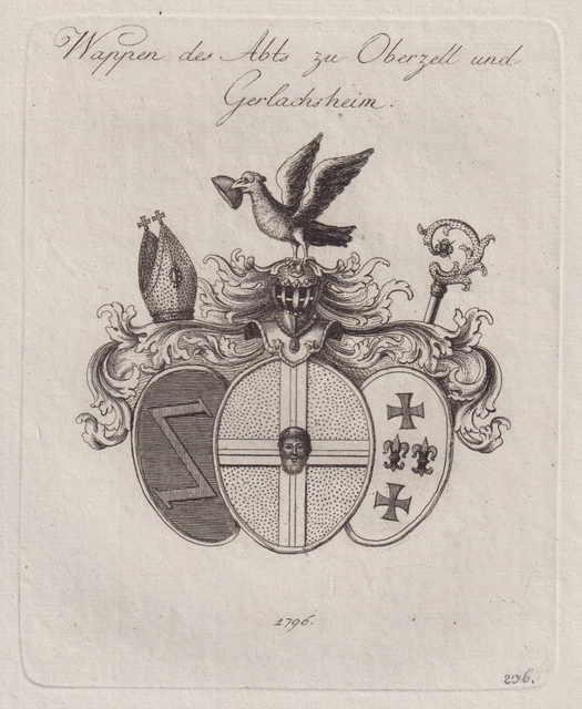 KLOSTER OBERZELL GERLACHSHEIM Wappen Adel coat of arms heraldry ...