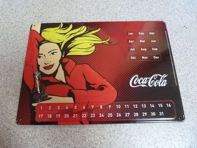 MAGNETKALENDER, NOSTALGIE DAUERKALENDER, Kalender Blechtafel Coca Cola ...