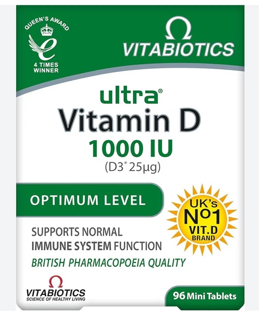 VITABIOTICS ULTRA VITAMIN D 1000 IU Optimum Level 96 Mini Tablets BBE ...