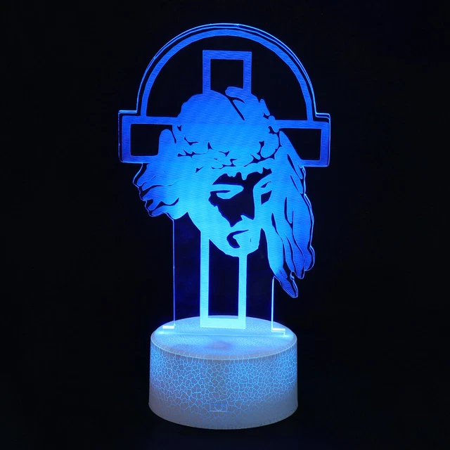 CROSS NIGHT LIGHT Acrylic Sheet 3d Bedside Lamp LED Tabltop for Kids ...
