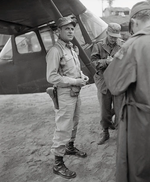 GENERAL MATTHEW RIDGWAY Standing Near Plane 1951 Military Old Photo $8. ...