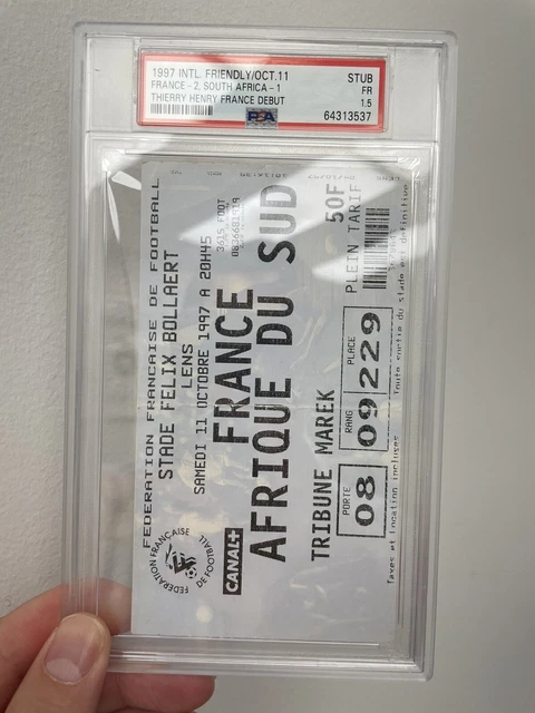 1997 PSA THIERRY Henry Debut Ticket for France v Belgium Rookie ...