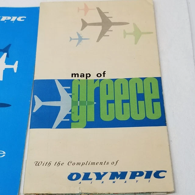 OLYMPIC AIRWAYS 1978 Route Maps Greece Map Set of 2 Vintage £13.40 ...