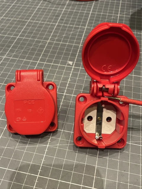 2 X BUILT-IN socket earthing socket Schuko mounting socket IP54 16A PCE ...