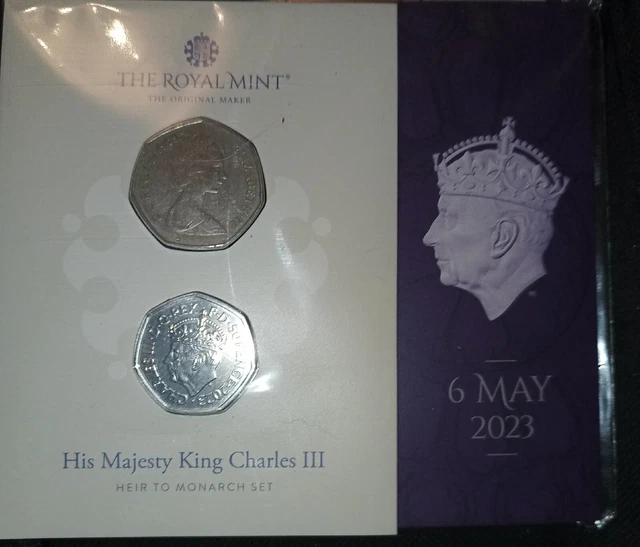 2023 CORONATION KING CHARLES III HEIR TO MONARCH 50p COIN SET LTD TO ...
