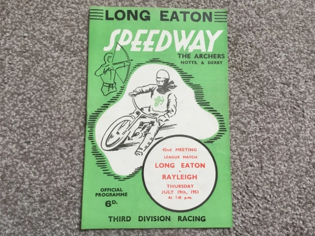 * LONG EATON v RAYLEIGH 19/7/51 speedway programme £5.50 - PicClick UK