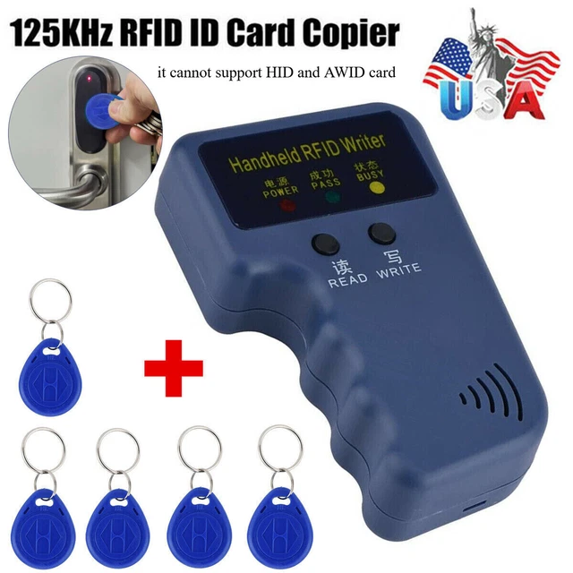 HANDHELD RFID ID Card Copier Key Reader Writer Duplicator 125KHz+5PCS ...