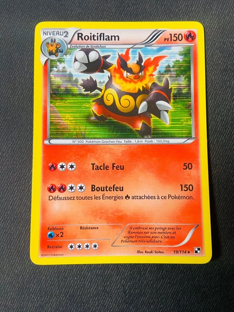CARTE POKÉMON ROITIFLAM 19/114 Holo N&B De Base Noir Et Blanc NB Tbe ...