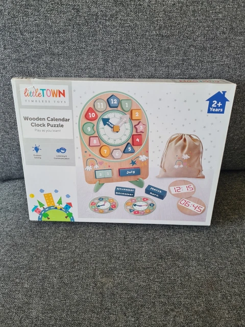 ALDI LITTLE TOWN Wooden Calendar Clock Puzzle - Brand New In Box! £12. ...