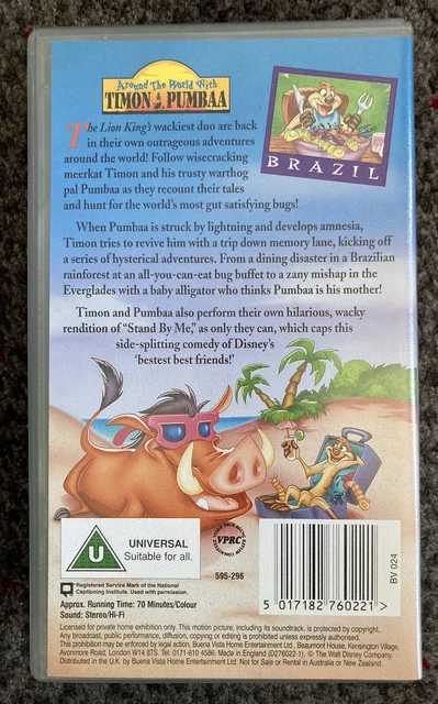 VINTAGE WALT DISNEY VHS - The Lion King - Around The World With Timon ...