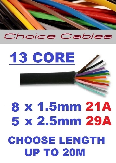13 CORE CARAVAN Cable, 12V/24V Multicore Auto Cable, High Current, 8X1 ...