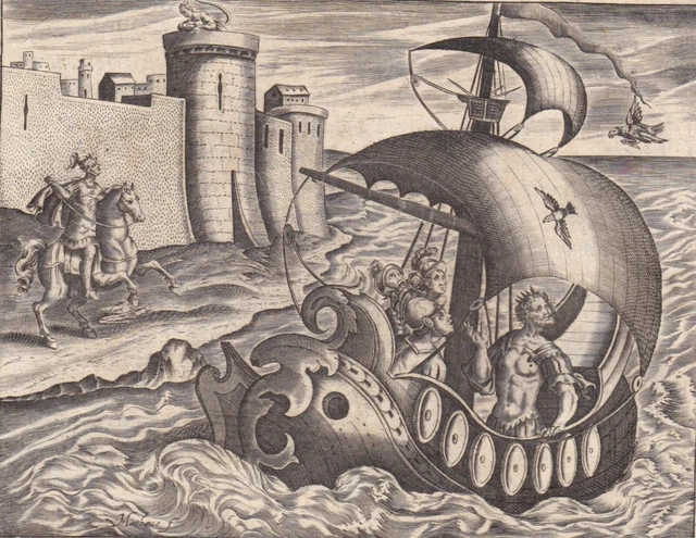 GRAVURE XVIIIE Scylla Skylla Scilla figlia di Niso Minos Nisos Mégare ...