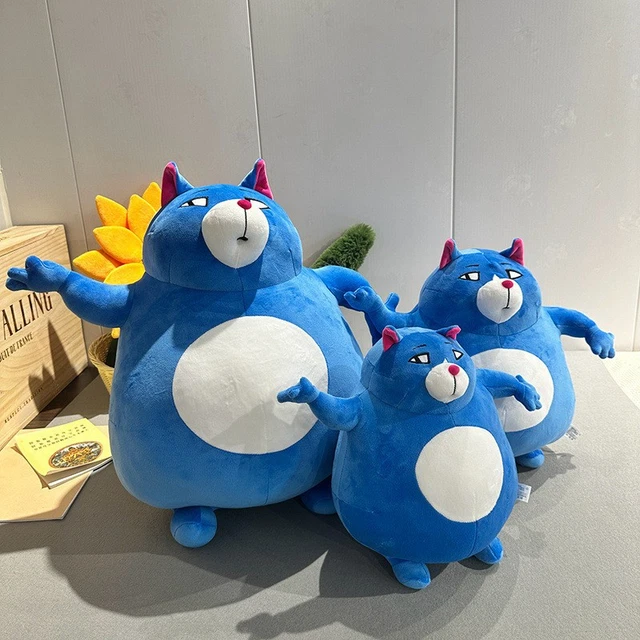CARTOON BLUE FAT Cat Plush Toy Stuffed Doll For Kids Children Gift $31. ...