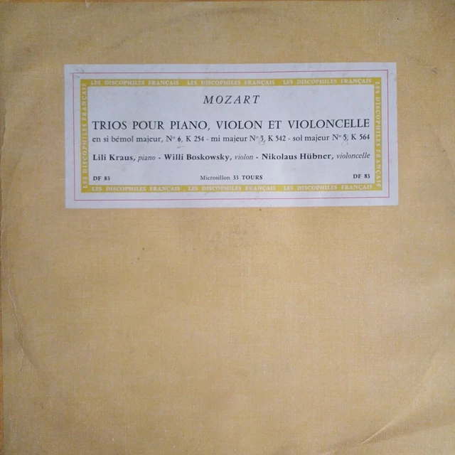 DISCOPHILES FRANCAISES DF 83 Mozart Trios K. 254 & 564 *Boskovsky ...