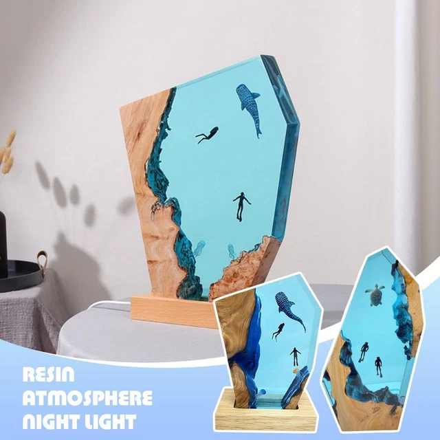 +DIVER OCEAN NIGHT Light Whale Shark /Turtle Lamp Handmade Resin Night ...