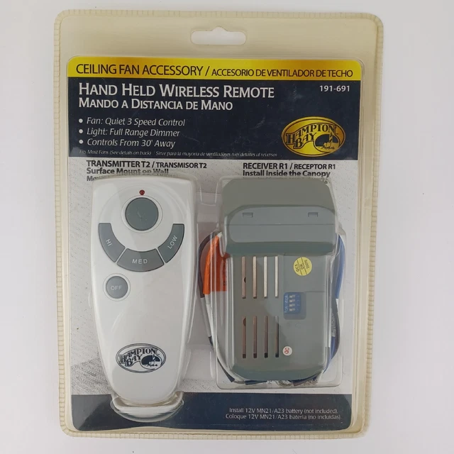 HAMPTON BAY CEILING Fan Hand Held Wireless Remote Control 3 Speed ...