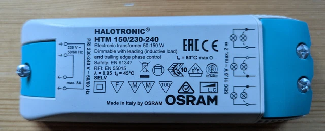 HALOGEN TRAFO 12V 50-150w; Modell Halotronic HTM 150/230-240 von Osram ...