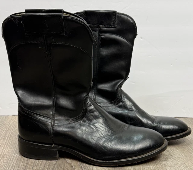 LAREDO WESTERN COWBOY Boots Men’s 9 EE Black Leather Roper Round Toe ...