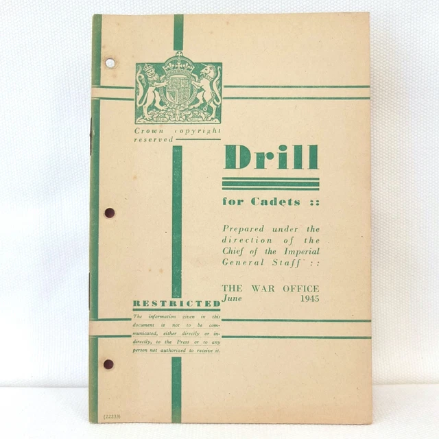 WW2 1945 OFFICERS Infantry Drill Manual British Army War Office Cadets ...