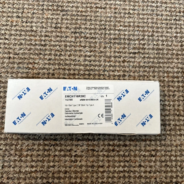 EATON 16 AMP CURVE C 10kA 30mA RCBO TYPE A ERBM-16/1/C/003-A ...