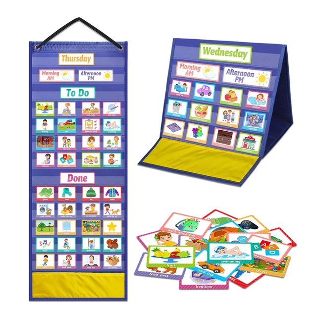 DAILY ROUTINE CHART for Kids Weekly Planner Board with 144 Cards Visual ...