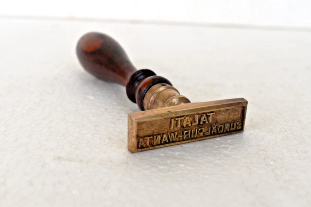 VINTAGE BRASS WAX Seal Stamp Of Talati Sundalpur Vanta Land-Holding ...