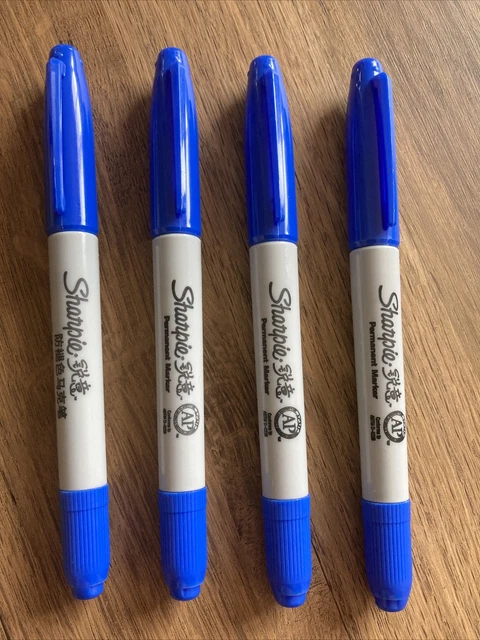 SHARPIE ORIGINAL TWIN Tip Permanent Marker(Fine/Ultra Fine Nib) Blue (4 ...