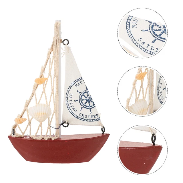 WOODEN SAILBOAT MODEL Mediterranean Style Ship Desktop Ornament Child ...