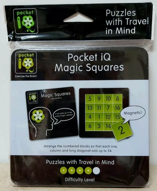 POCKET IQ PUZZLE Magic Squares each row adds up to 34 Magnetic travel ...