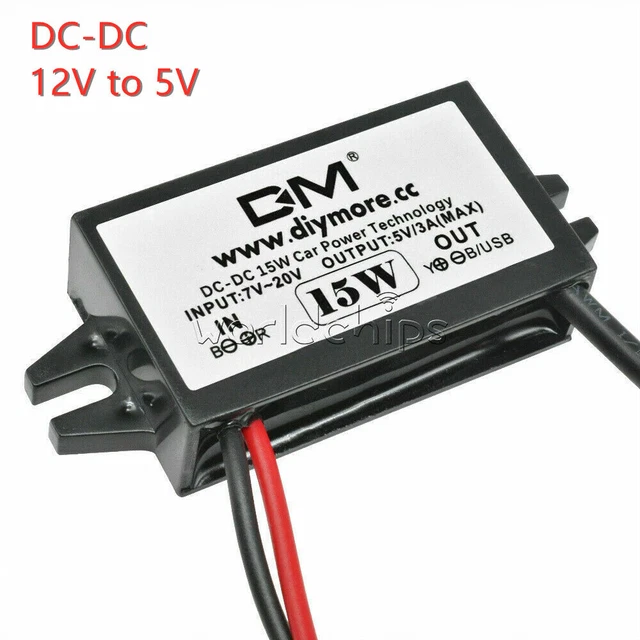 DC-DC CONVERTER 12V to 5V 3A Step Down Power Supply Module Micro USB ...