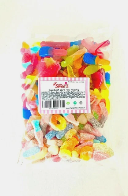 SUPER SWEETS VEGAN Sweet Sour and Fizzy Pick and Mix sweets 1kg £11.99 ...