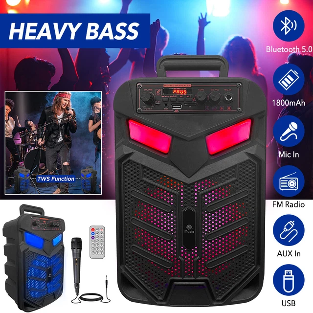 8INCH PORTABLE BLUETOOTH Speaker Subwoofer Heavy Bass Sound System ...