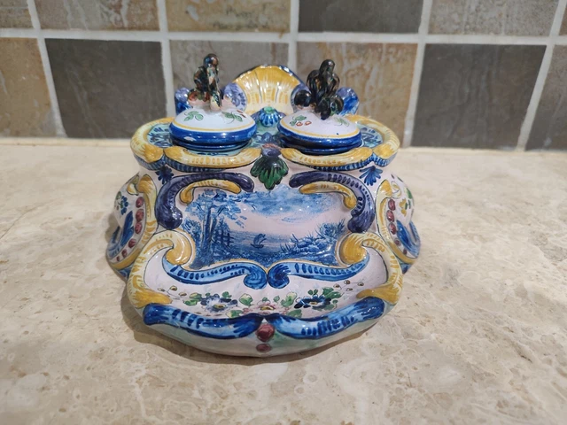 ENCRIER ECRITOIRE EN faience de Nevers F. Cottard inkwell C.1900 EUR ...