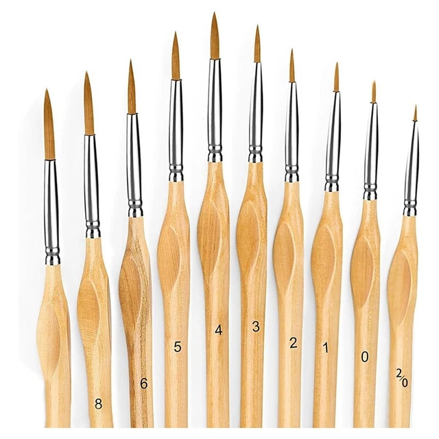 PINCEAUX DE DÉTAIL Lot de 10 Pinceaux Fins pour Acrylique, Aquarelle ...