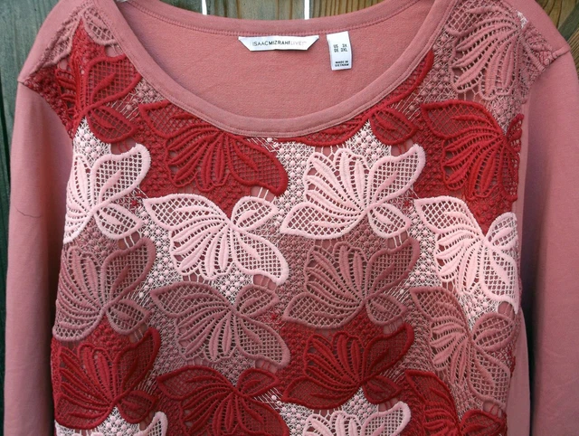 NWOT 💥💎 ISAAC MIZRAHI Live! 💎💥 Long Sleeve Top Beautiful Lace Overlay ...
