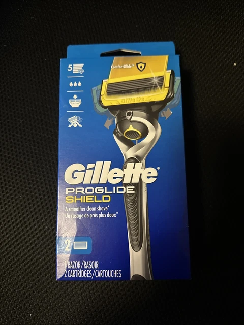 GILLETTE PROGLIDE SHIELD Men 5-Blade Razor (1 Handle & 2 Cartridges ...