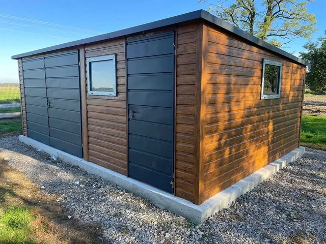 GARTENHAUS 5X3, WERKSTATTGEBÄUDE, Blechgarage, Schuppe, Holzoptik EUR 2 ...