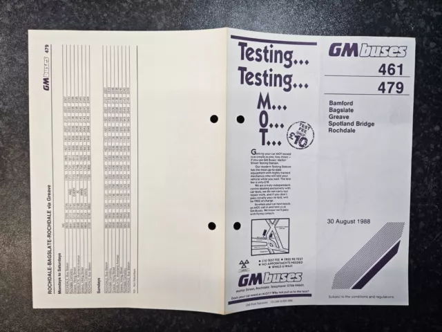GM BUSES GREATER Manchester Area Transport Bus Timetable Leaflet 461 ...